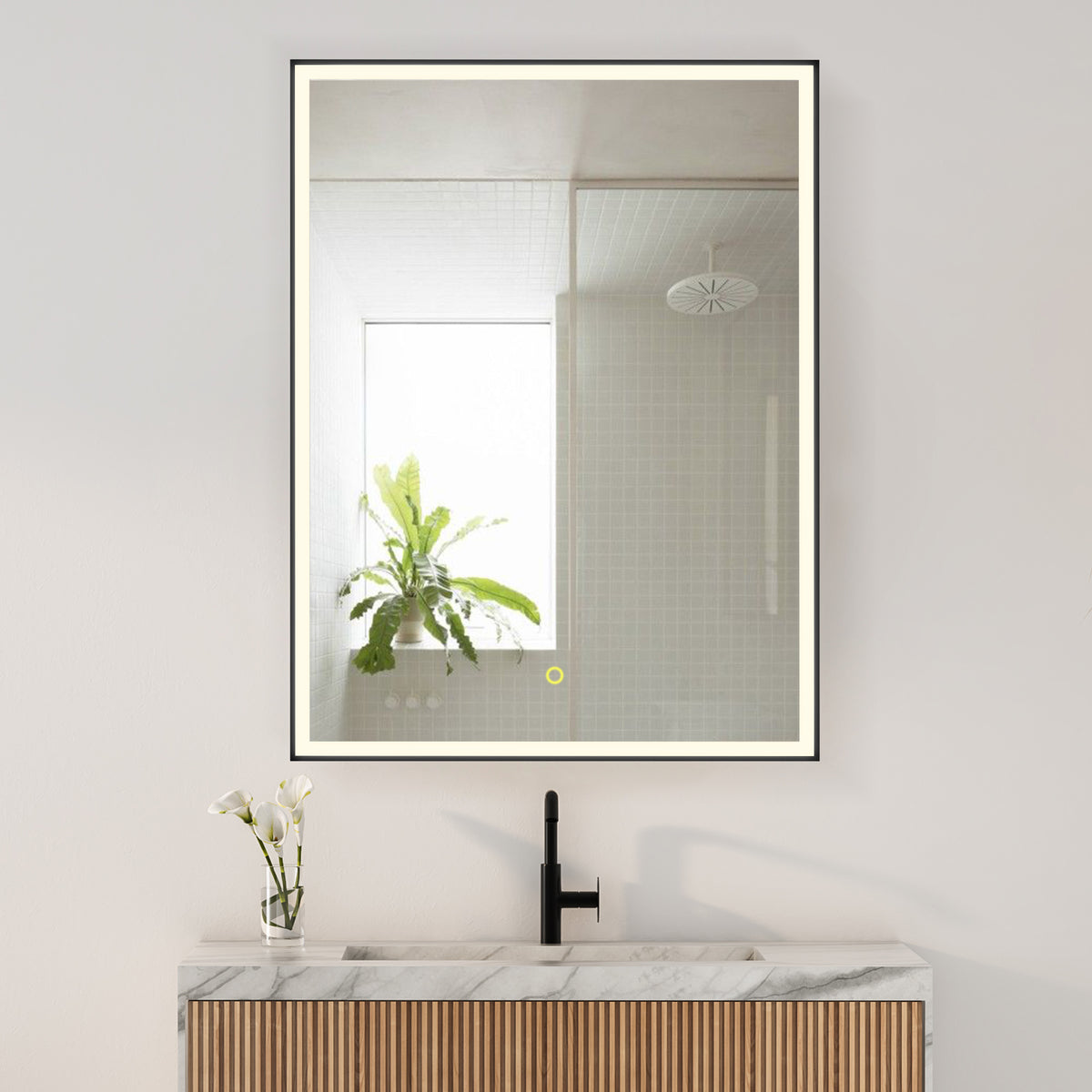 Fenice Rectangular Surface-Mount/Reccessed LED Lighted Bathroom Black – Altair Design USA