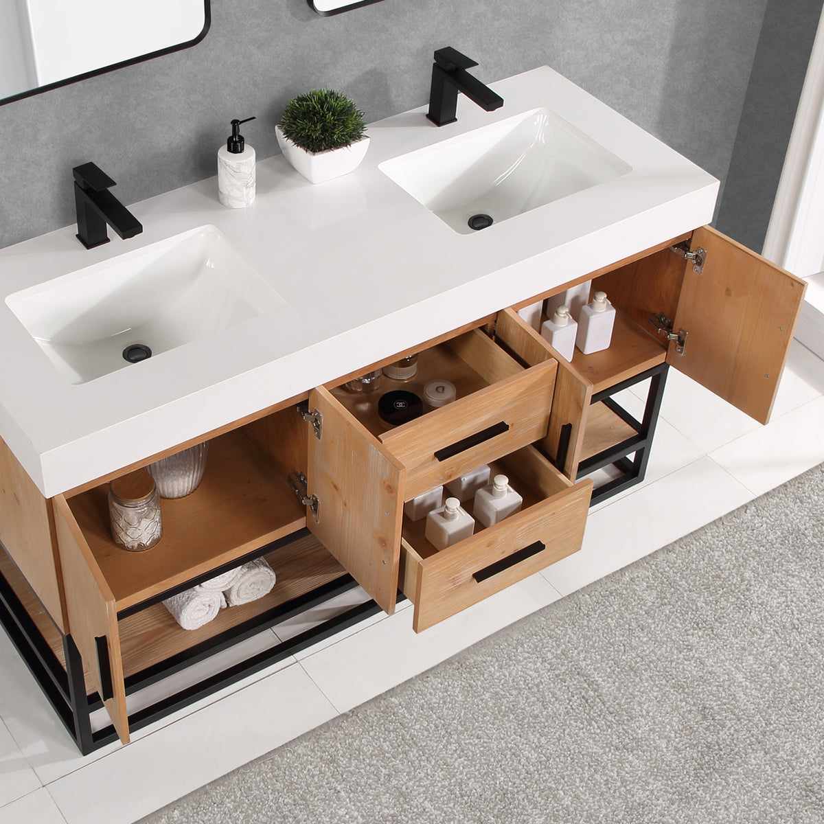 Bianco 60"/72"/84" single/double vanity with top – Altair Design USA