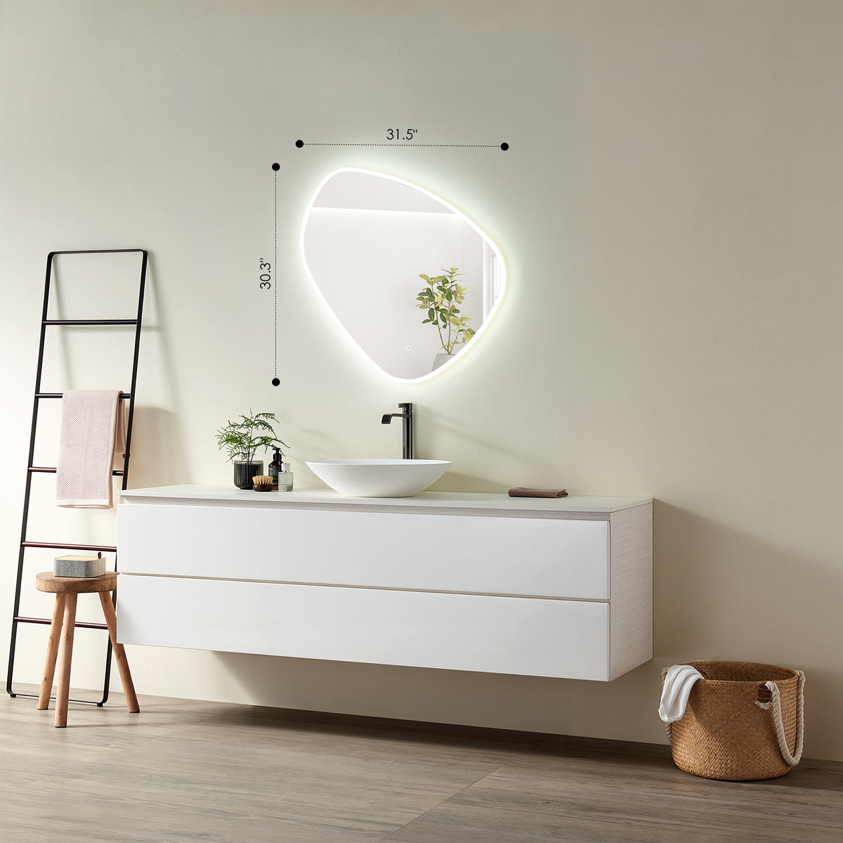 Rasso Novelty Frameless Modern Bathroom/Vanity LED Lighted Wall Mirror ...