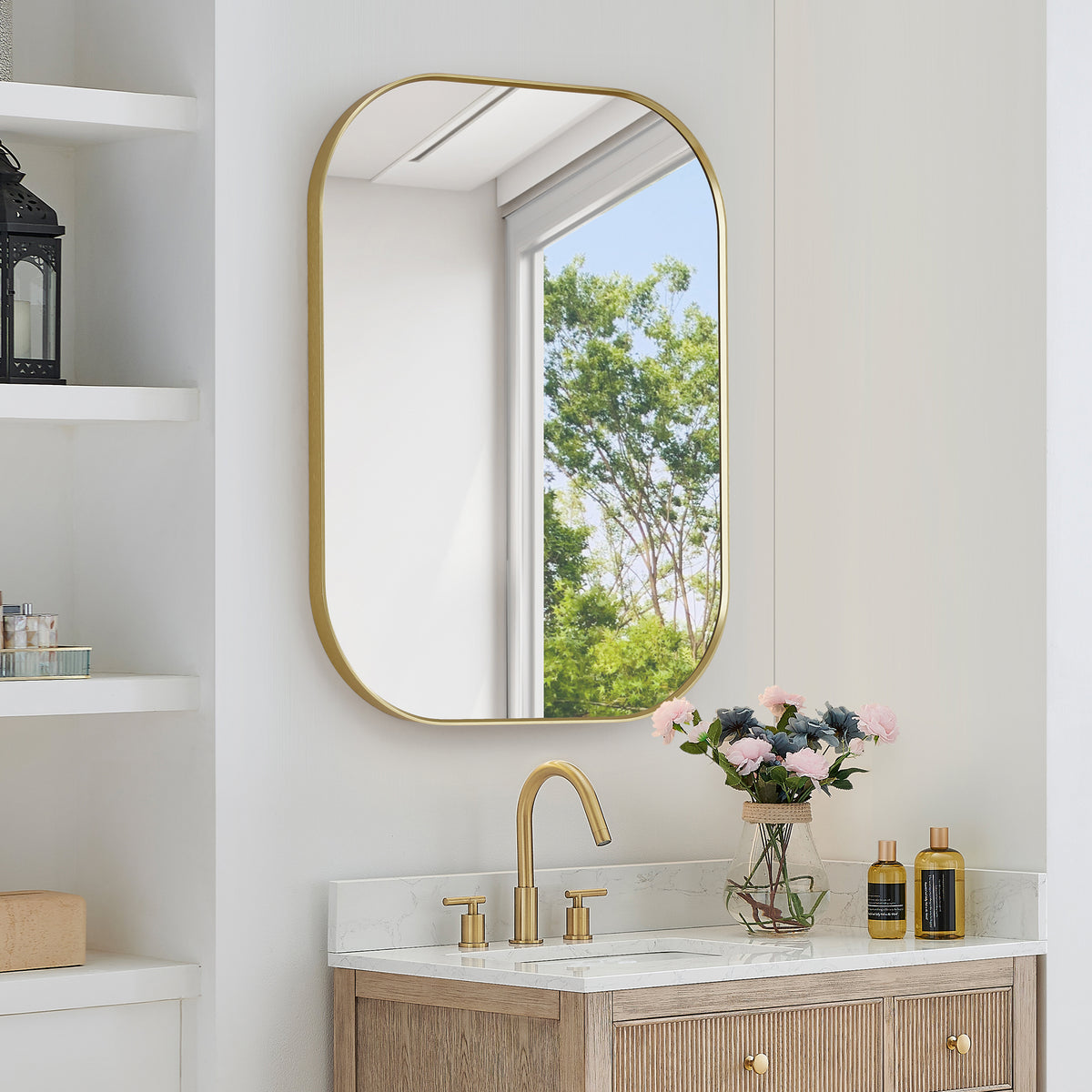Trielle Rectangular Aluminum Framed Modern Bathroom Wall Mirror ...